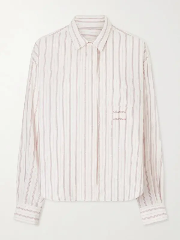 Calvin Klein Amari Pinstriped Cotton And Silk-blend Shirt