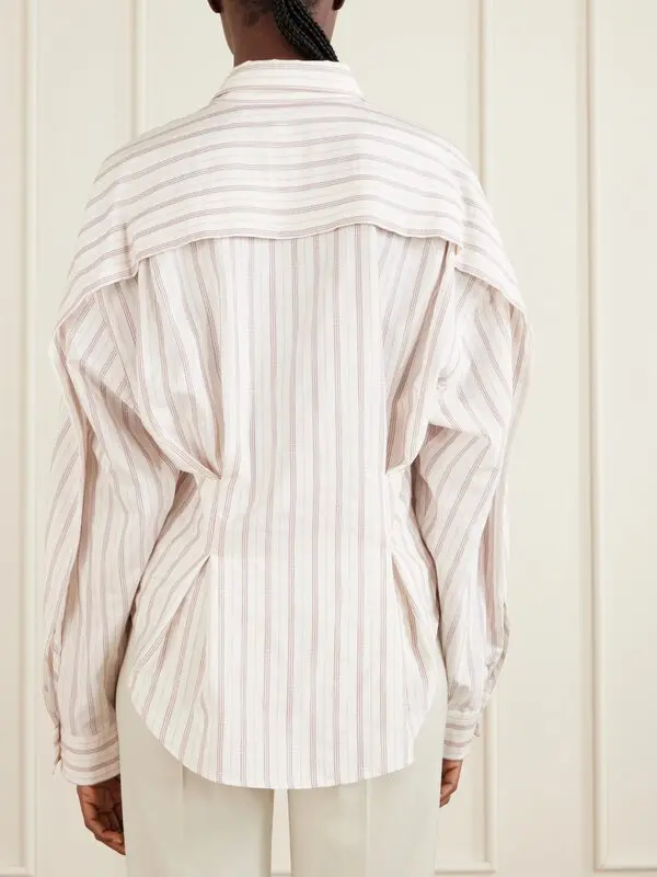 Calvin Klein Amari Pinstriped Cotton And Silk-blend Shirt