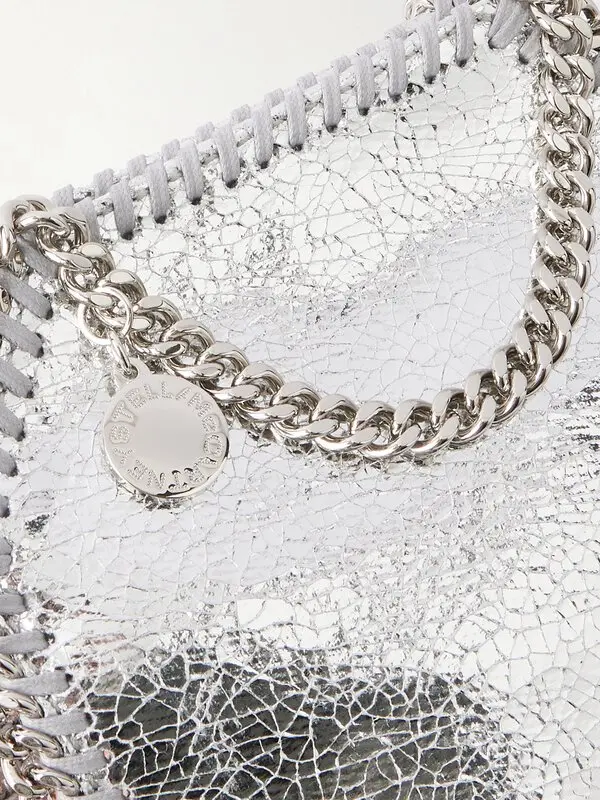 Stella McCartney Falabella Tiny Crinkled Metallic Shoulder Bag - Silver