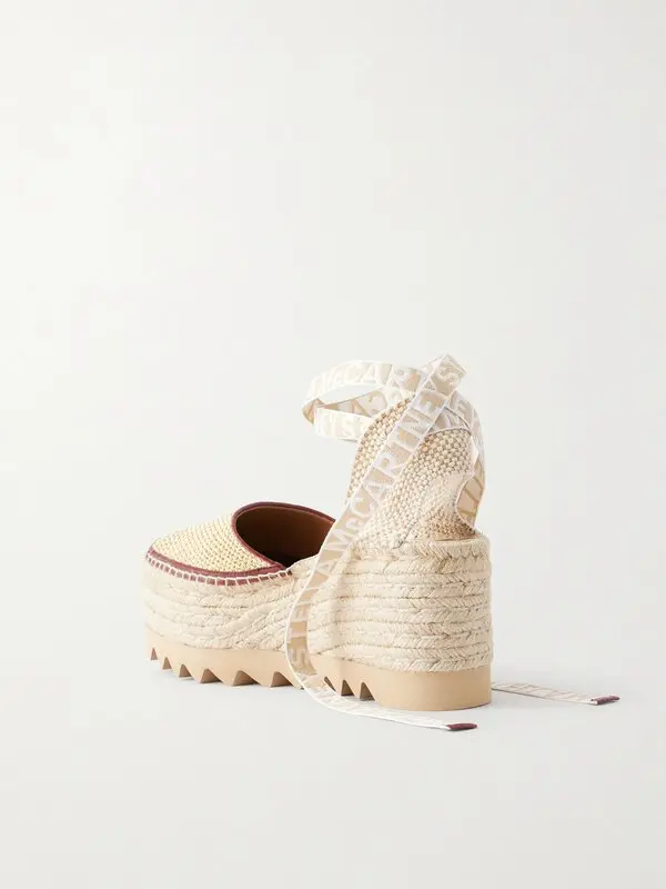 Stella McCartney Gaia Raffia Espadrille Platform Wedges