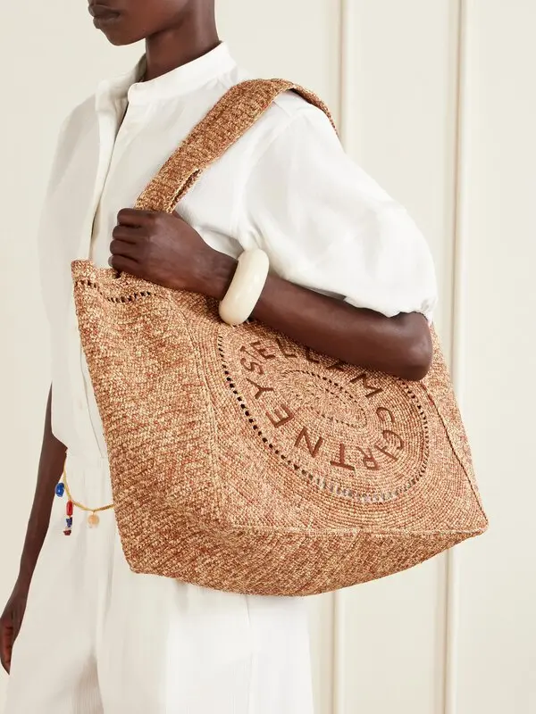 Stella McCartney Logo-embroidered Raffia Tote Bag