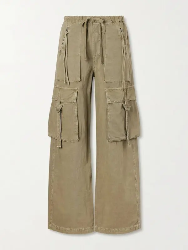 Citizens Of Humanity Andira Cotton And Linen Wide-leg Cargo Pants - Green