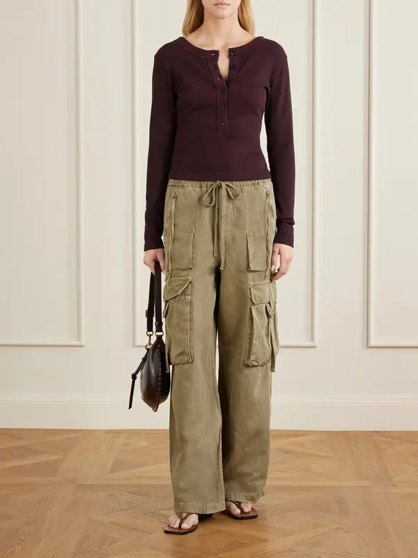 Citizens Of Humanity Andira Cotton And Linen Wide-leg Cargo Pants - Green