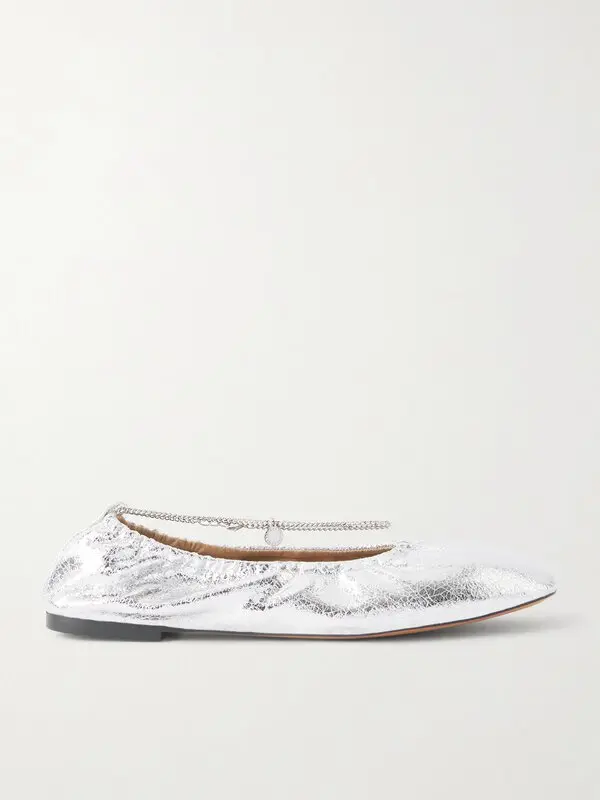 Stella McCartney Embellished Metallic Ballerina Flats - Silver