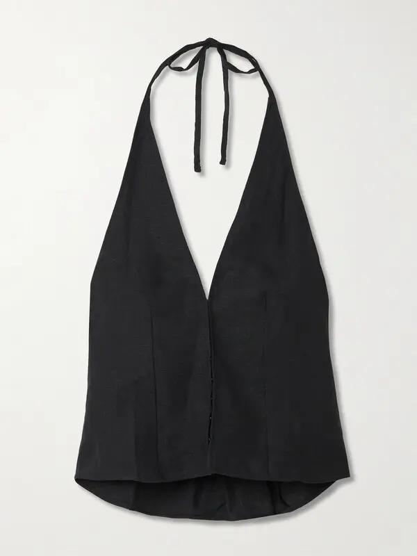 DEIJI STUDIOS Linen Halterneck Top - Black