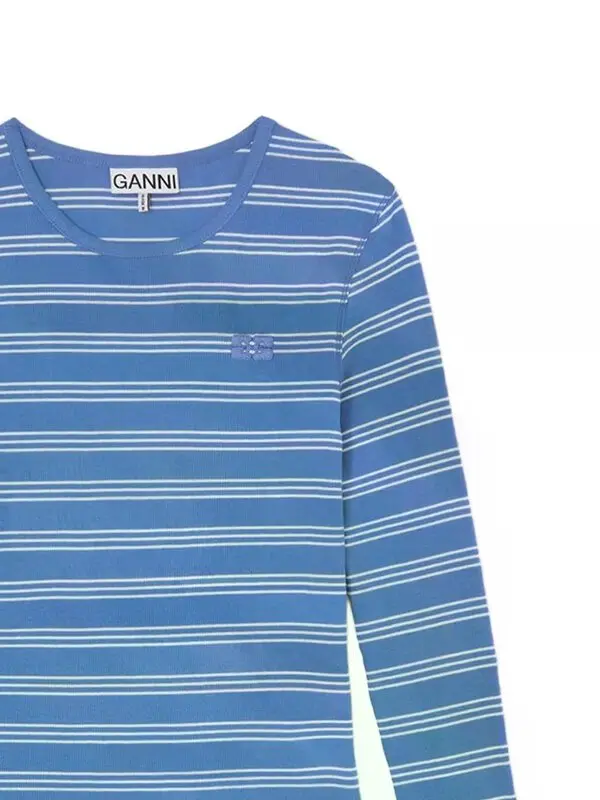 GANNI Striped Long Sleeve T-shirt