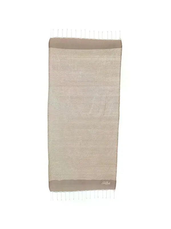 MC2 SAINT BARTH Foutas Striped Fringed Beach Towel - Brown