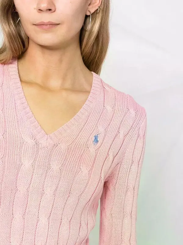 Polo Ralph Lauren Cable Knit V-neck Jumper - Pink