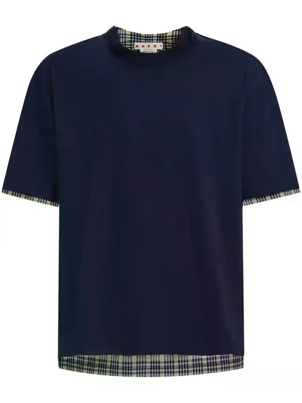 Marni Plaid-check Panel Cotton T-shirt