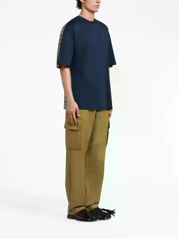 Marni Plaid-check Panel Cotton T-shirt