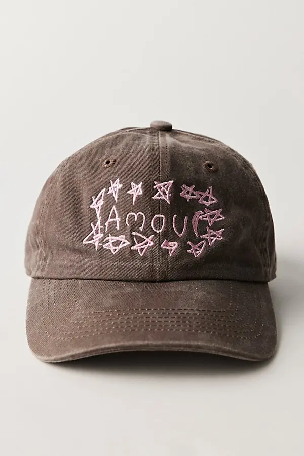 Free People Amour Inc Embroidered Star Dad Cap - Faded Brown