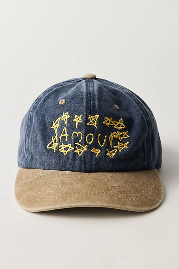 Free People Amour Inc Embroidered Star Dad Cap - Faded Navy/khaki