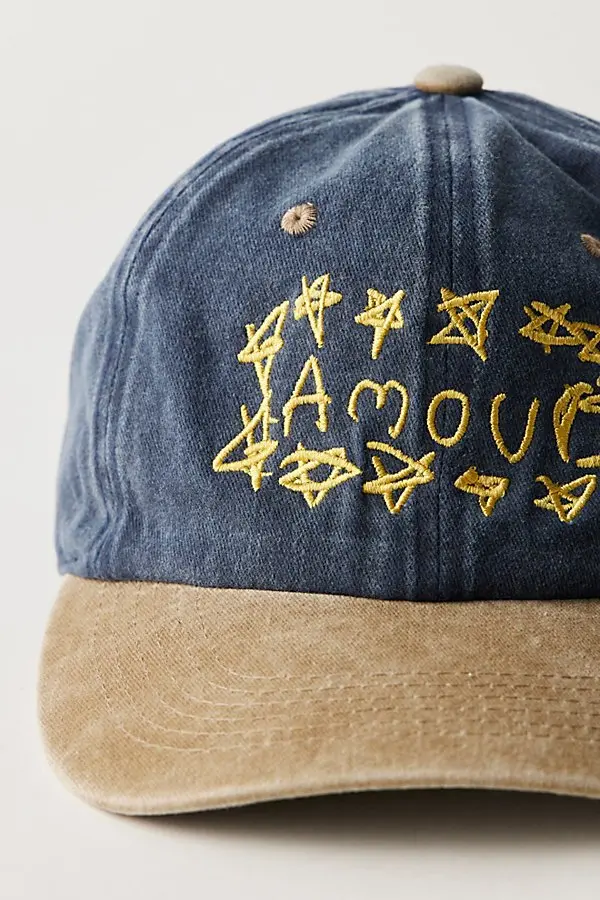 Free People Amour Inc. Star Embroidered Baseball Cap - Faded Navy/khaki