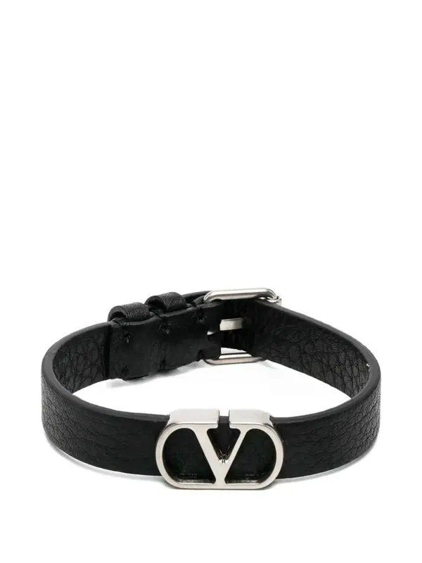 Valentino Garavani Vlogo Signature Leather Bracelet - Black