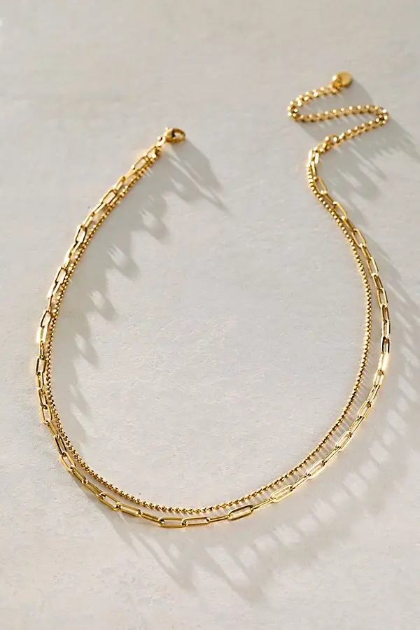 BRENDA GRANDS Double Layer Chain Necklace - Gold