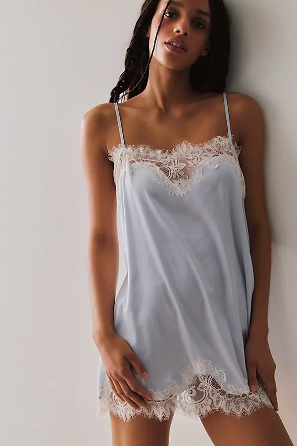 KAT THE LABEL Mini Slip Dress With Lace Trim - Cinderella