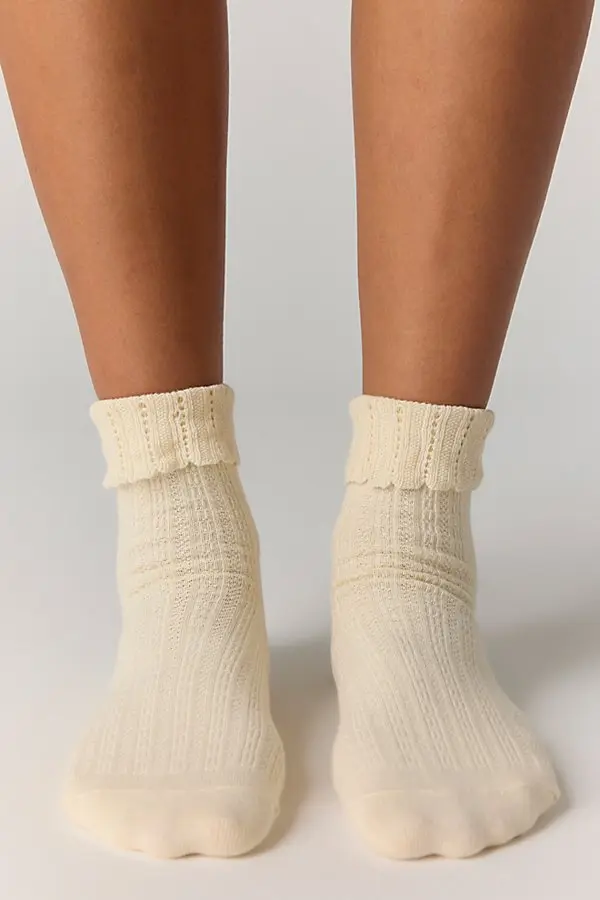 Free People Heirloom Vintage Ruffle Socks - Ivory