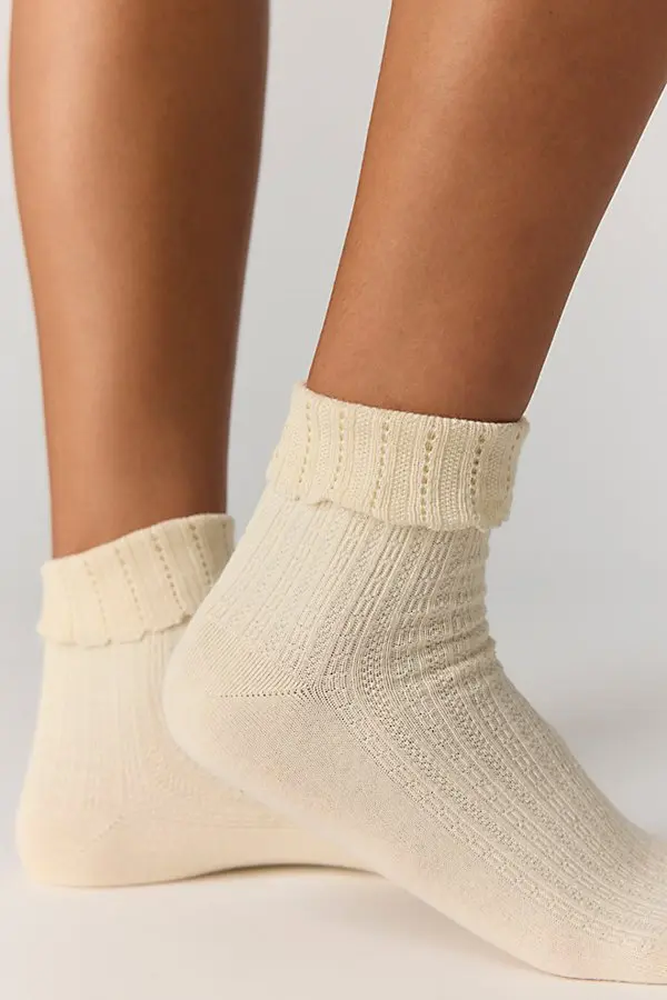 Free People Heirloom Vintage Ruffle Socks - Ivory