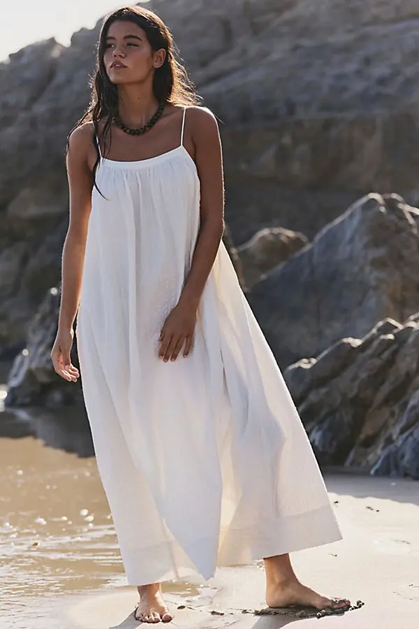 Free People Marisol Textured Cotton Maxi Dress - Clean Ivory