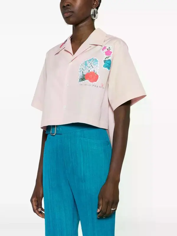Marni Floral Patch Cropped Shirt
