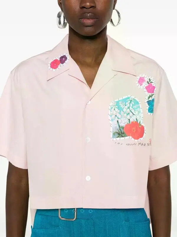 Marni Floral Patch Cropped Shirt