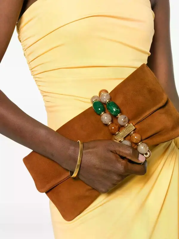 JIMMY CHOO Zandra Beaded Clutch Bag - Brown