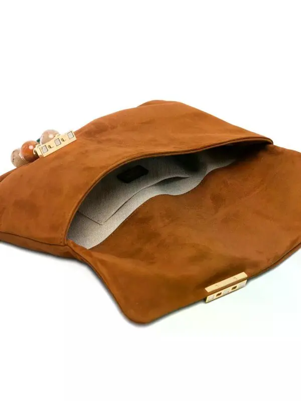 JIMMY CHOO Zandra Beaded Suede Clutch Bag - Brown