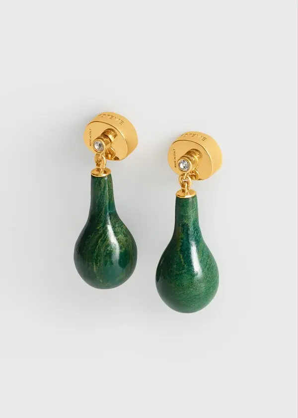 TOTEME Sculptural Jade Drop Earrings With Crystal Detail