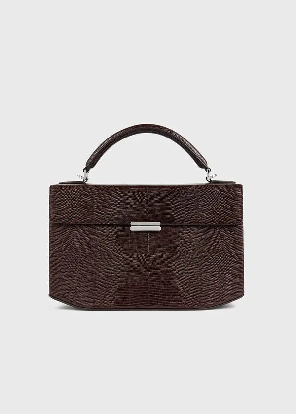 TOTEME Clip Lizard-embossed Top Handle - Brown