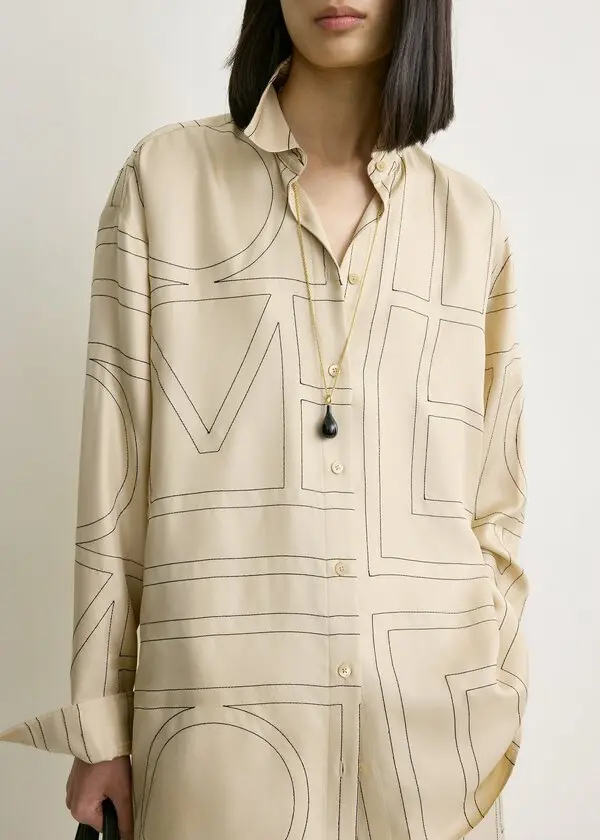 TOTEME Classic Embroidered Organic Silk Shirt