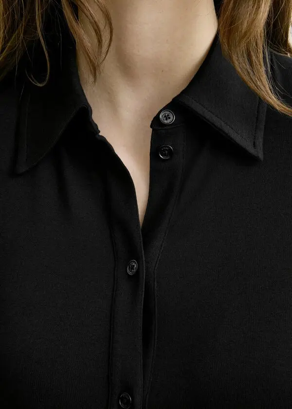 TOTEME Fitted Jersey Shirt With Mother-of-pearl Buttons - Black