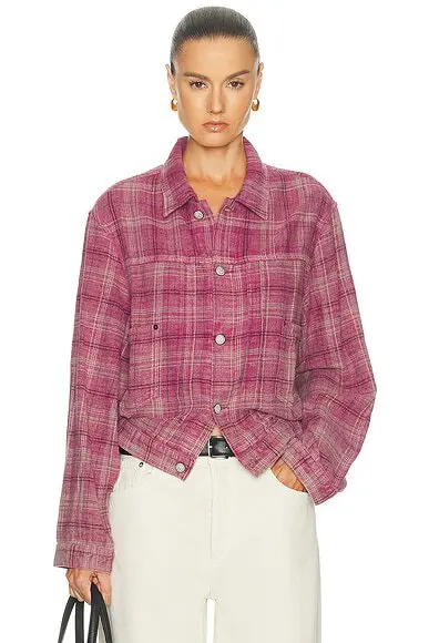 R13 Relaxed Pleated Trucker Jacket