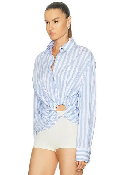 Sportmax Striped Cotton Shirt - Light Blue