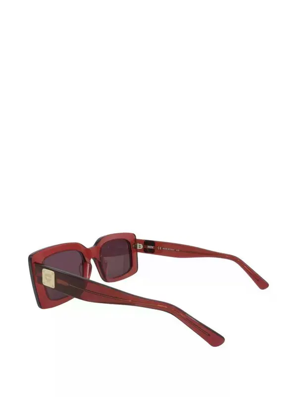 Mcm Logo Plaque Rectangle Frame Sunglasses - Red