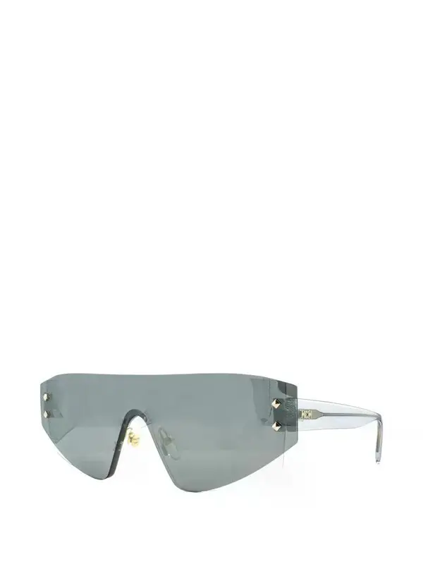Mcm Shield-frame Stud-embellished Sunglasses - Grey