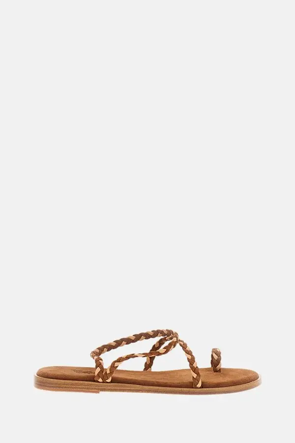 ANCIENT GREEK SANDALS Braided Suede Sandals - Brown