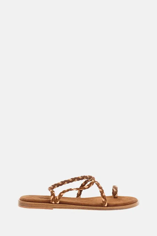 ANCIENT GREEK SANDALS Braided Suede Sandals - Marrone
