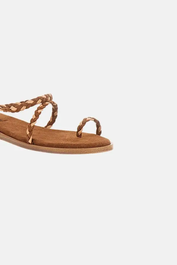 ANCIENT GREEK SANDALS Braided Suede Sandals - Marrone