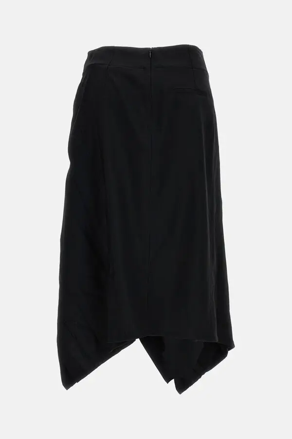 Bottega Veneta Fresco Wool Midi Skirt - Nero