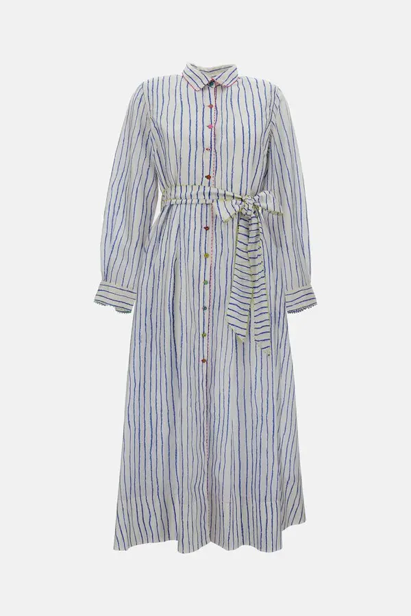 Pero Striped Long Sleeve Shirt Dress