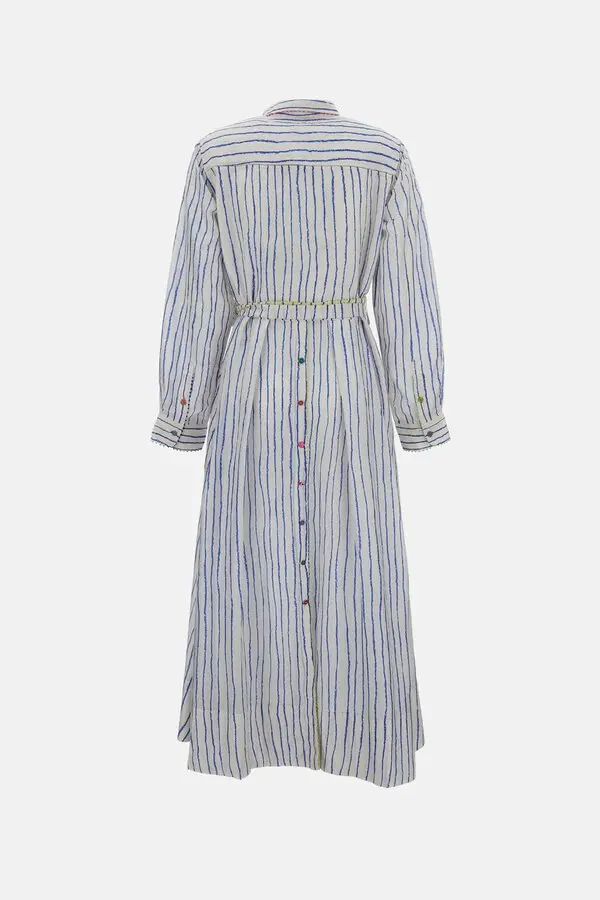 Pero Striped Long Sleeve Shirt Dress
