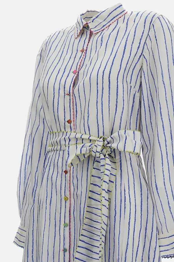 Pero Striped Long Sleeve Shirt Dress