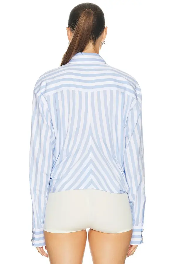 Sportmax Palmizi Striped Shirt With Ring Detail - Light Blue