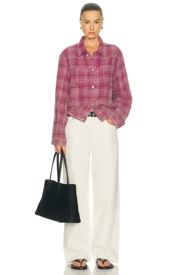 R13 Relaxed Pleated Trucker Jacket
