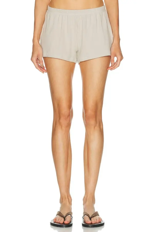 SKIMS Cotton Rib Loose Boxer Short - Stone