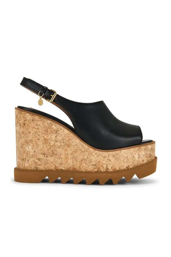 Stella McCartney Sneakelyse 120 Slingback Wedge Sandal - Black