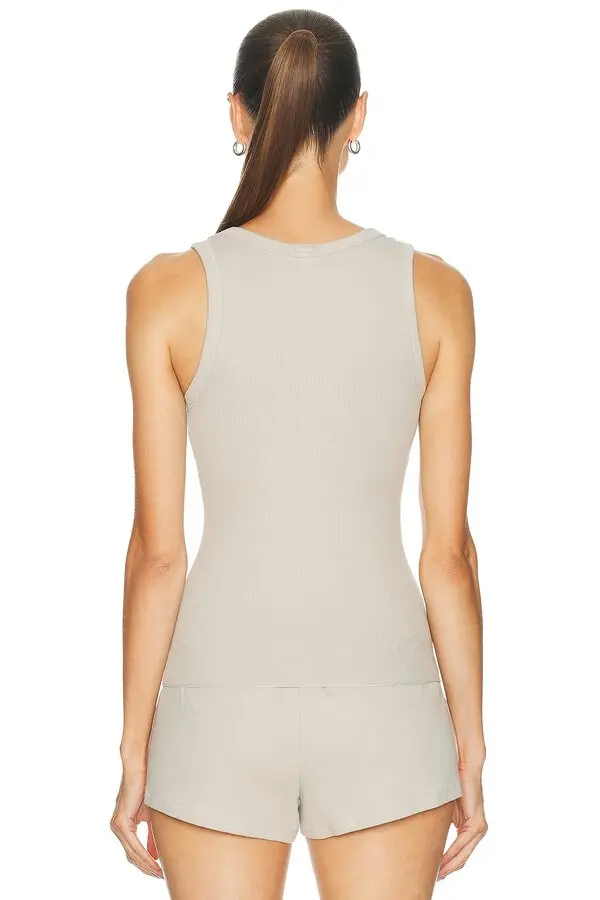 SKIMS Cotton Rib High Scoop Tank Top - Stone