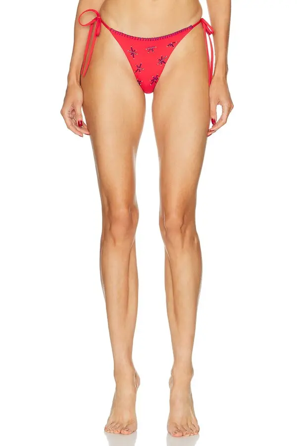 Staud Sisley Side Tie Bikini Bottom - Painted Foulard