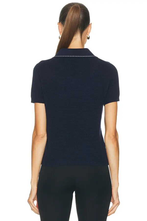 Versace Short Sleeve Polo Top - Navy