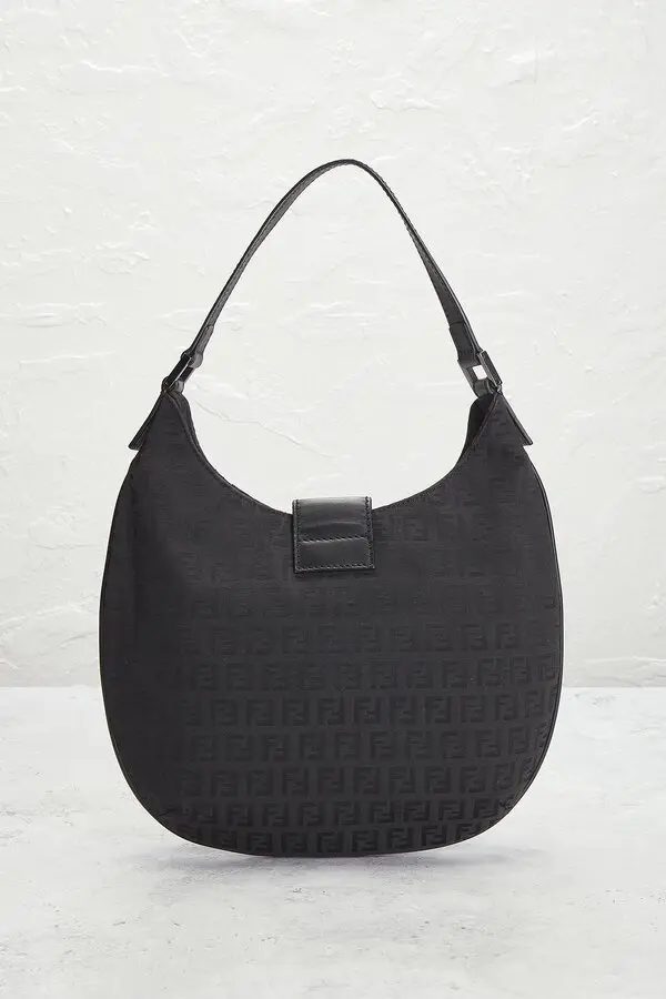 Fendi Zucchino Hobo Bag - Black